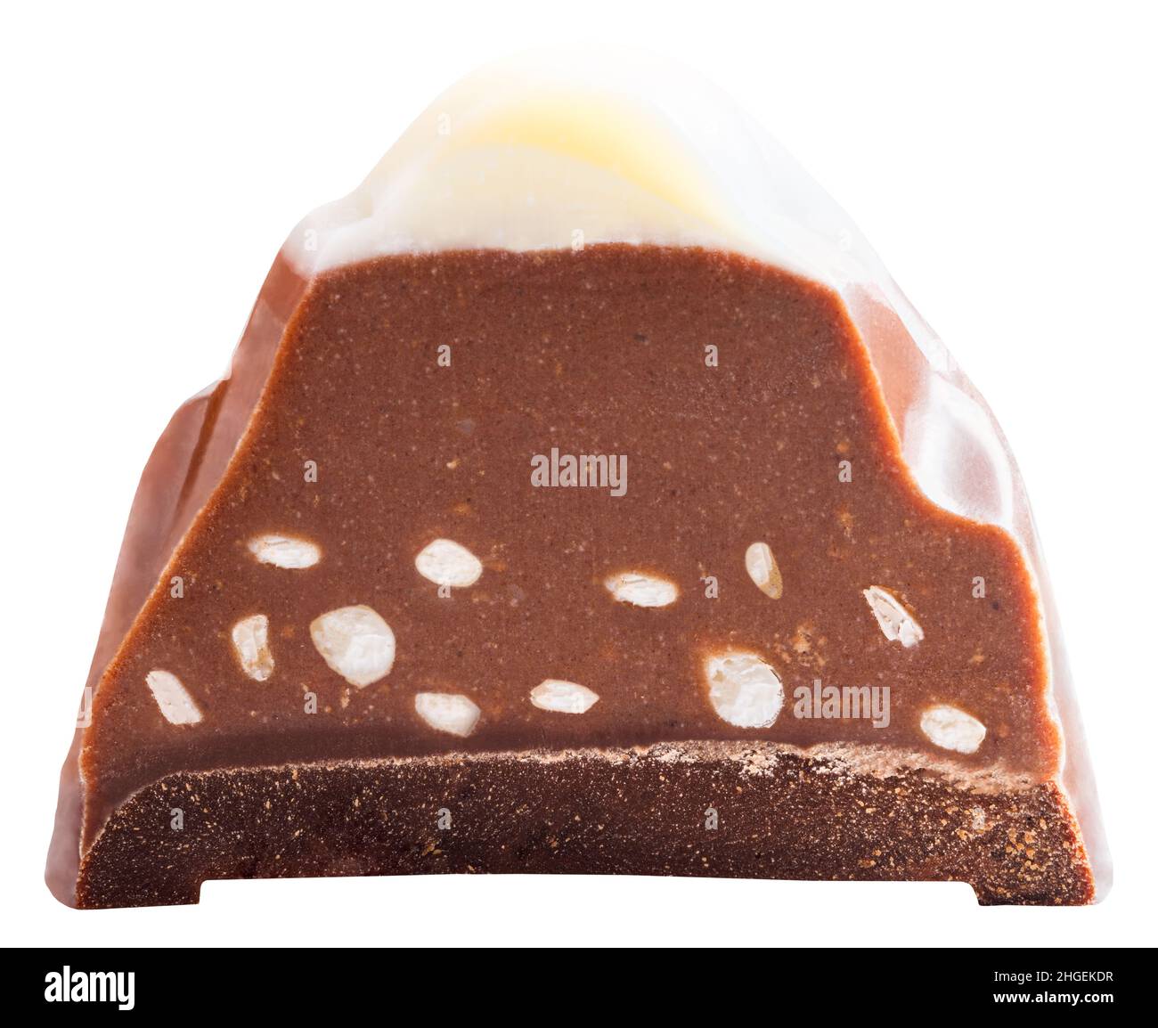 half a chocolate candy isolated on white background. Clipping path ...