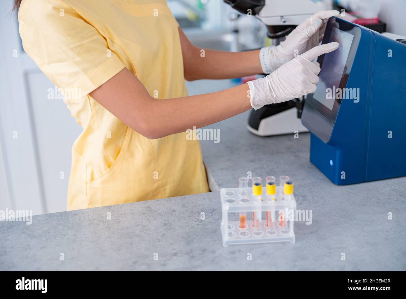 Vet scientist doing chemical test in laboratory Stock Photo - Alamy
