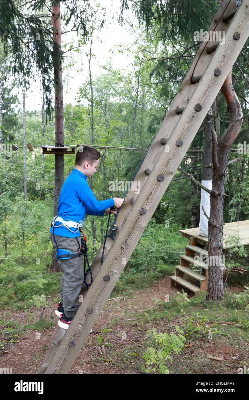 Child stairs wood forest hi-res stock photography and images - Alamy