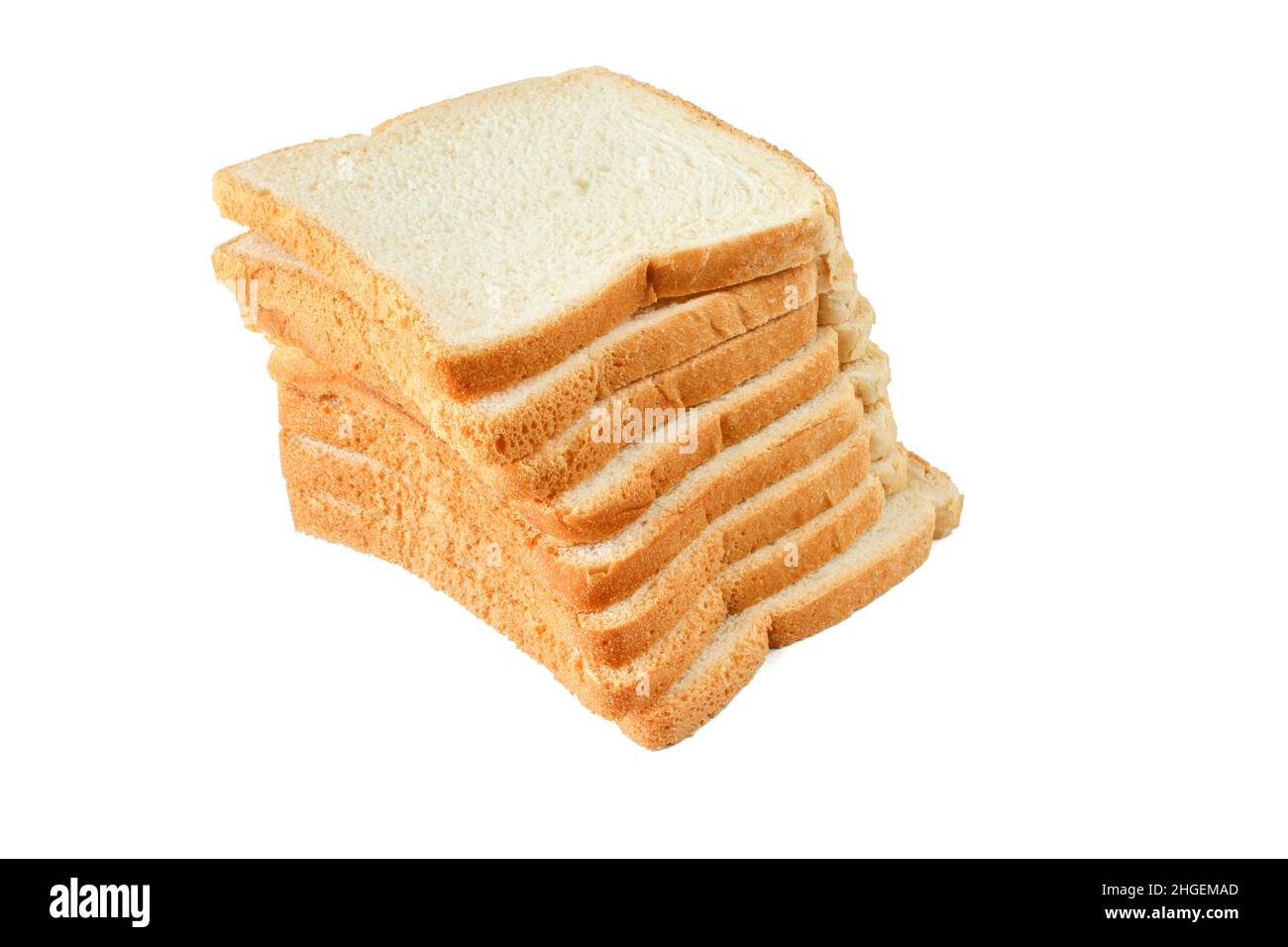 Slices of white square shaped bread isolated on white background Stock ...