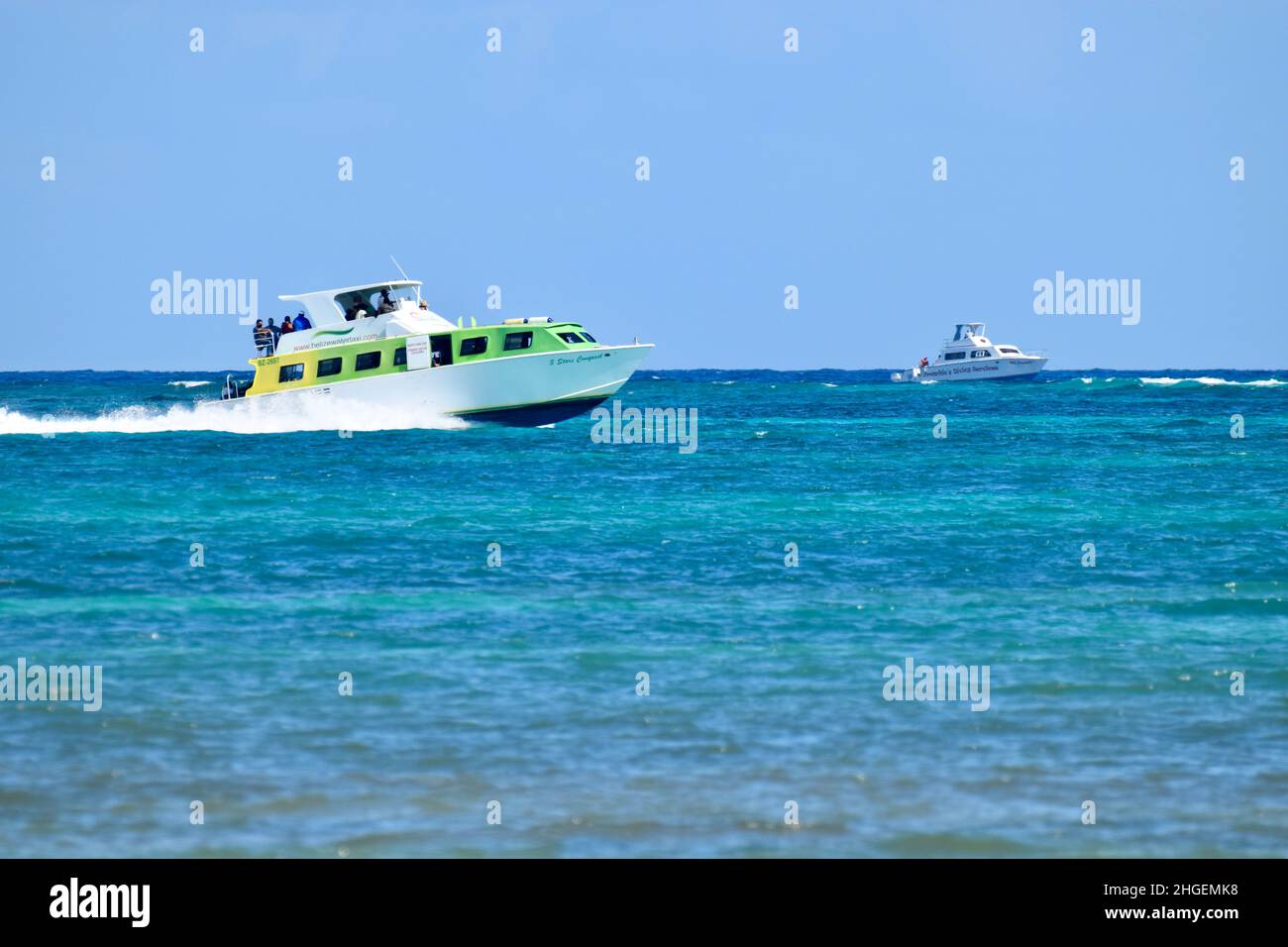 The ocean ferry leaving San Pedro on the Caribbean Sea side (east coast ...