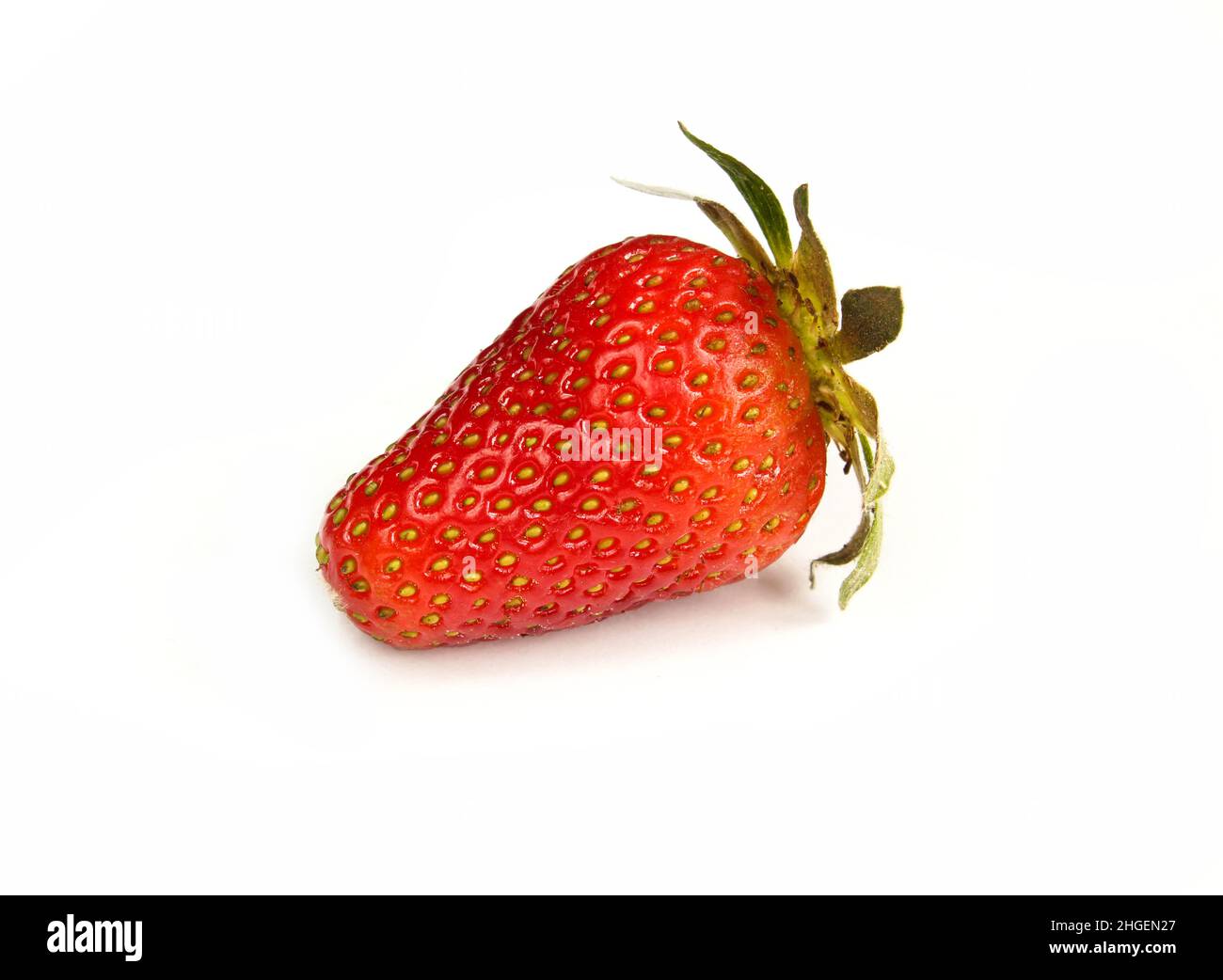 One strawberry isolated on white background. Red fruit Stock Photo - Alamy
