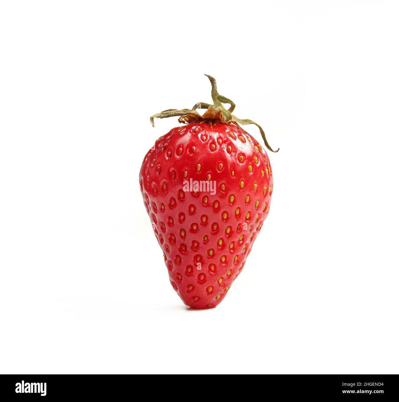 One strawberry isolated on white background. Red fruit Stock Photo - Alamy