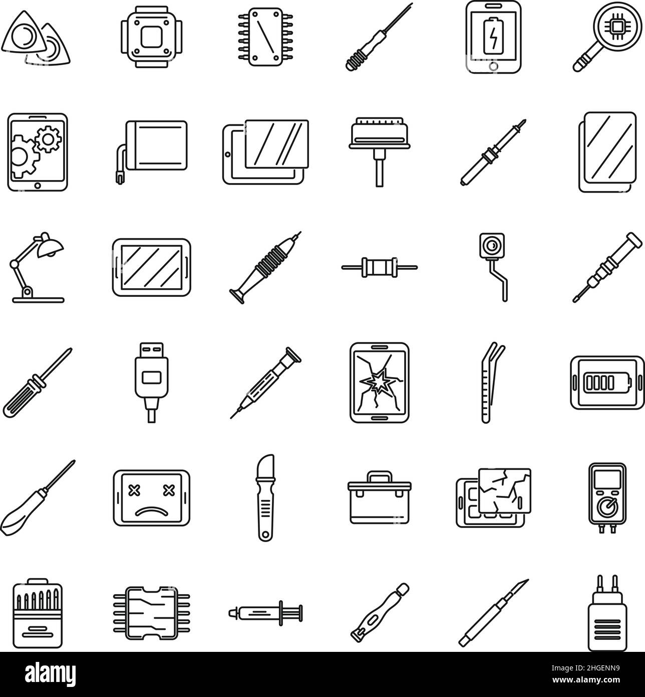 Computer parts icons black hi-res stock photography and images - Alamy