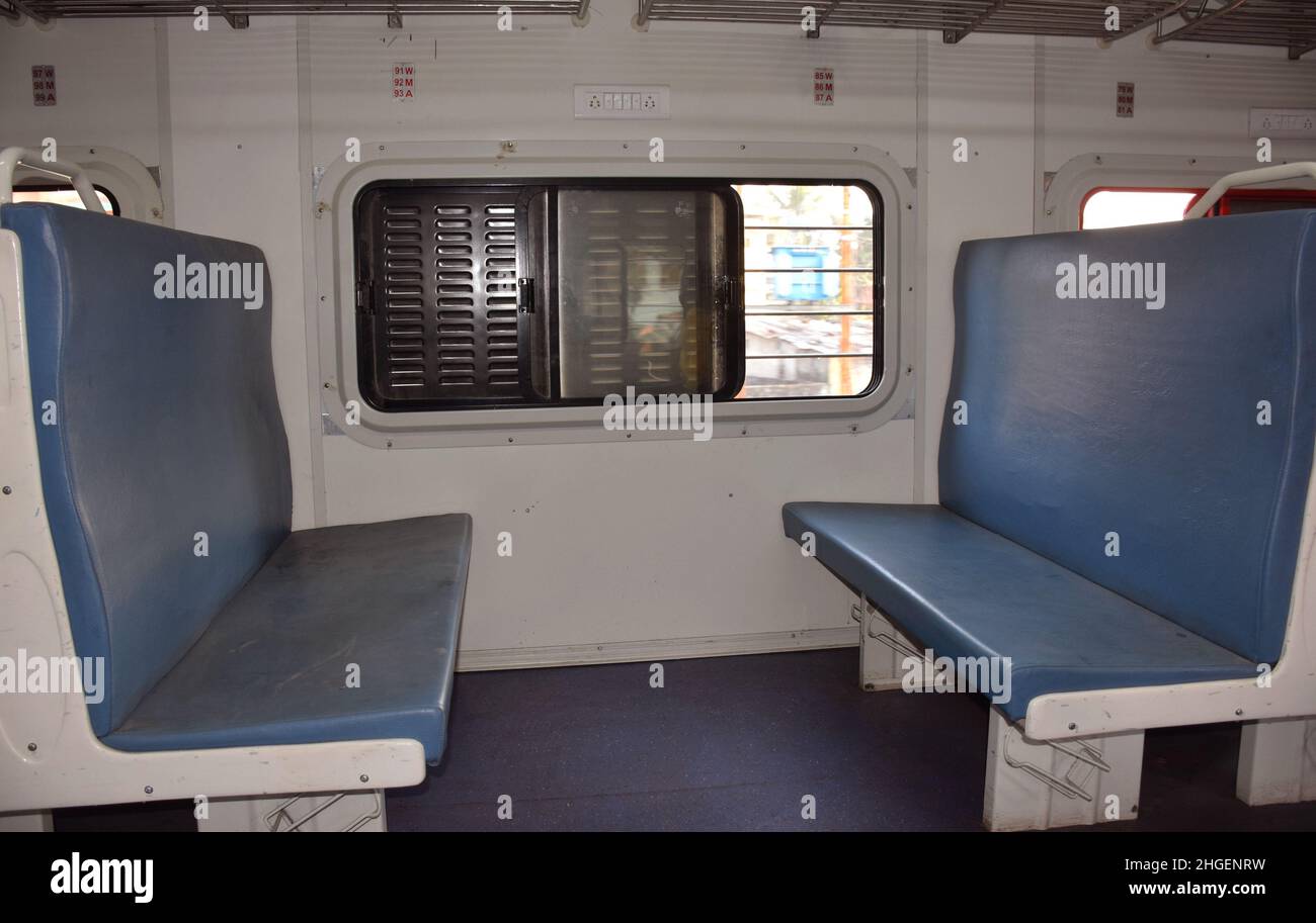Empty Seats of a general coach in Indian Railways Stock Photo - Alamy