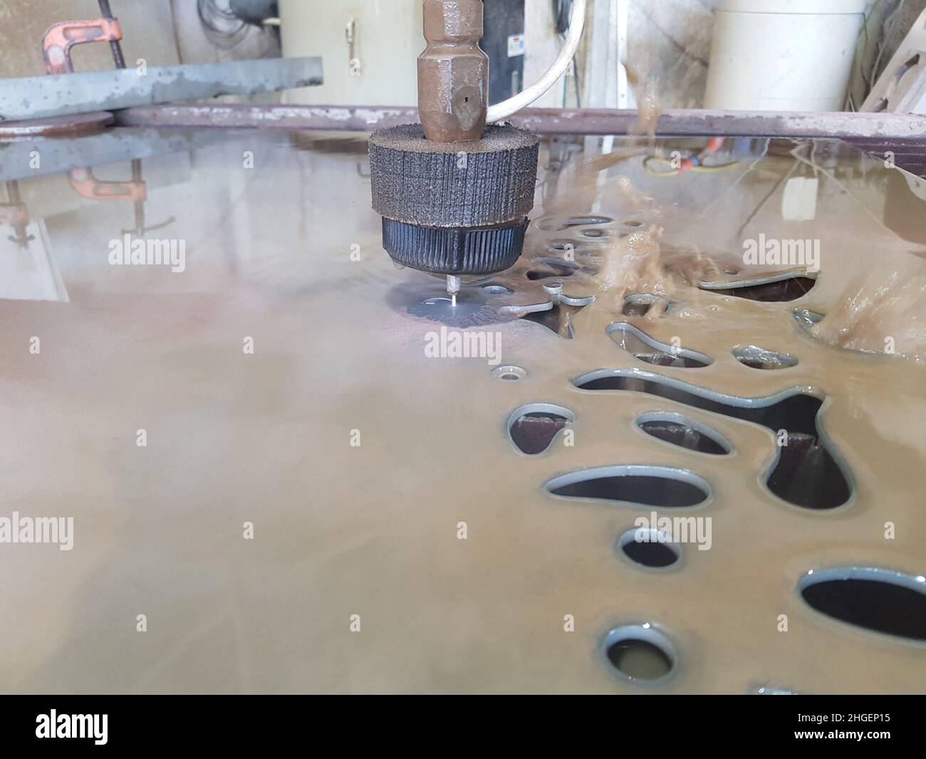 High Pressure Water Jet Cutting Machine for Various Materials close up ...