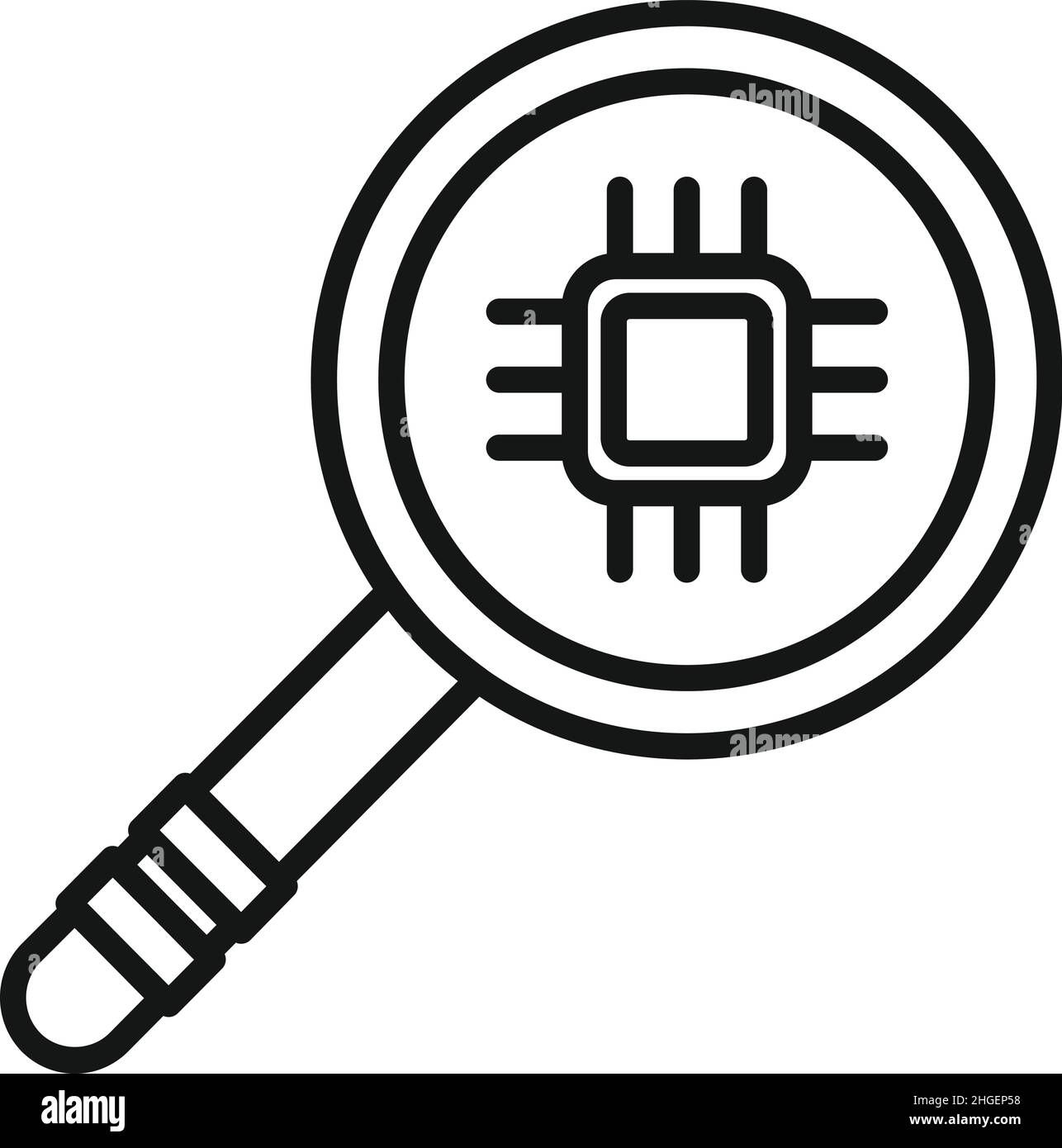 Processor magnifier icon outline vector. Mobile broken. Electronic man ...