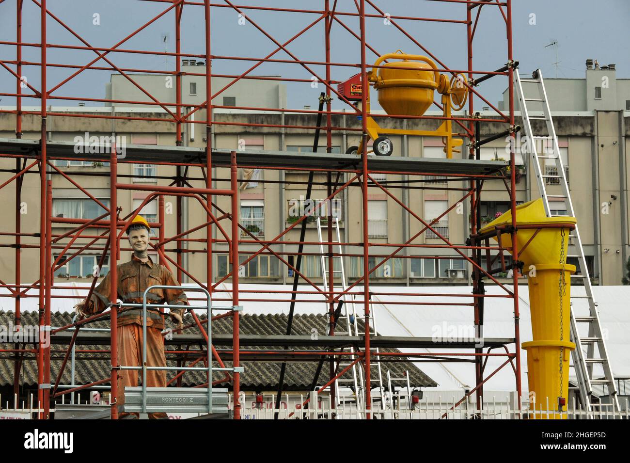 Rome, Italy 19/04/2010: scaffolding in a building material store ...