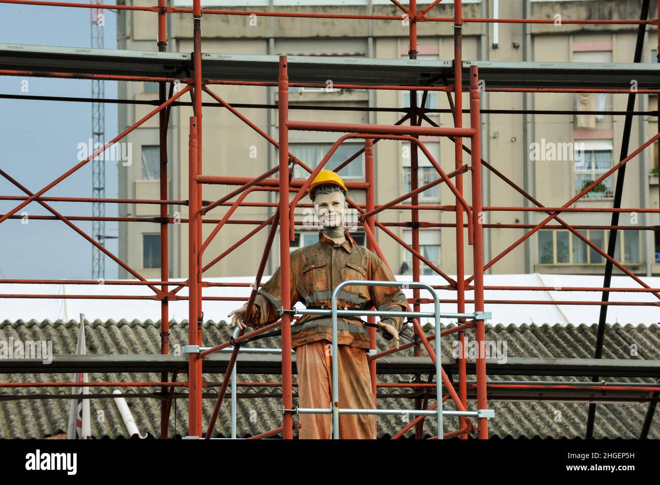 Rome, Italy 19/04/2010: scaffolding in a building material store ...
