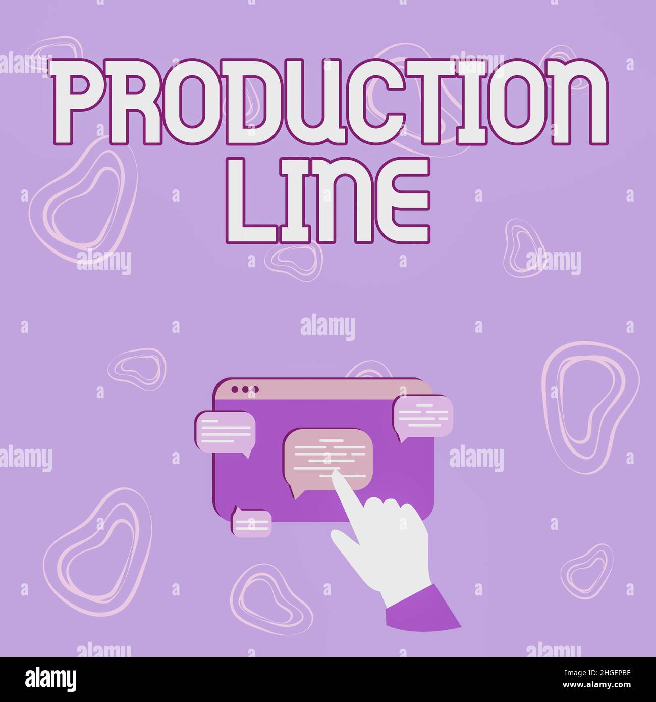 Text showing inspiration Production Line, Word Written on set of ...