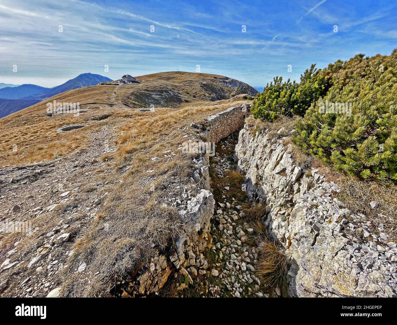 Second world war trench in italian mountain, Nago, Trento, Italy Stock ...