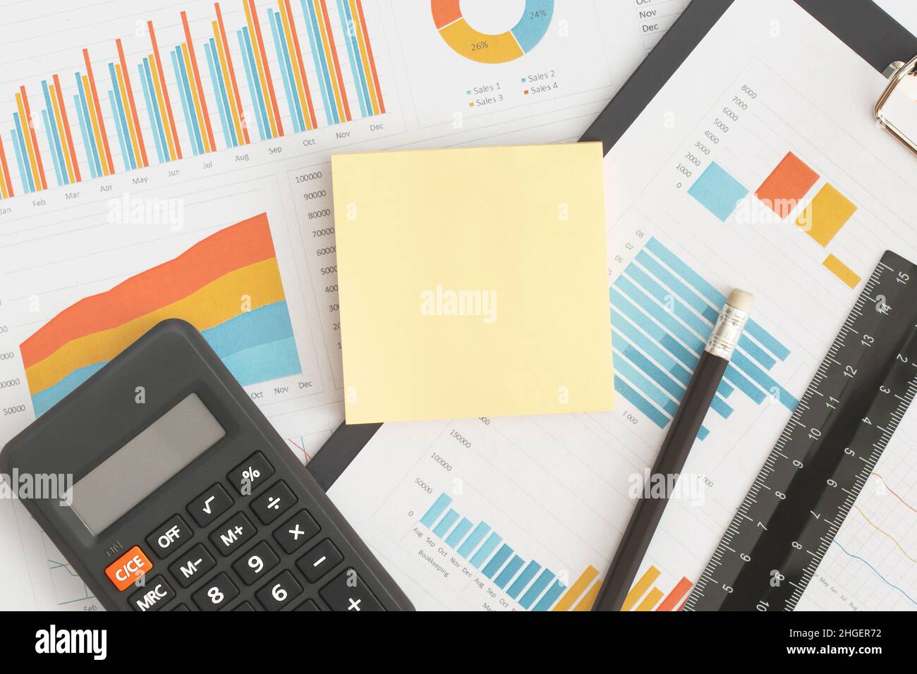 Business graphs, charts on table. Financial development, Banking ...