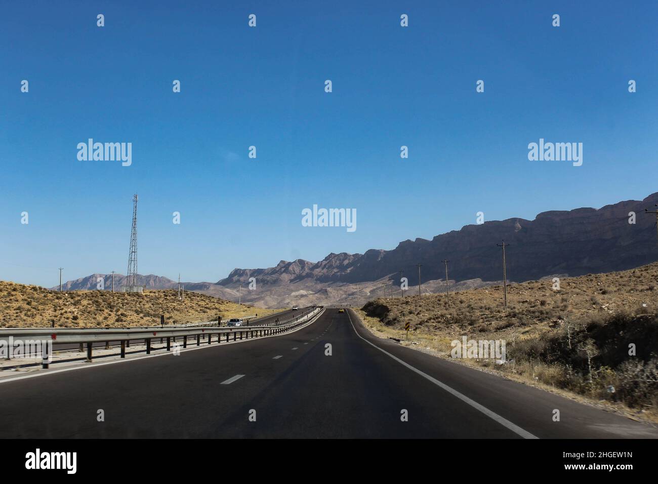 highway in the desert in Iran with suneshine Stock Photo - Alamy