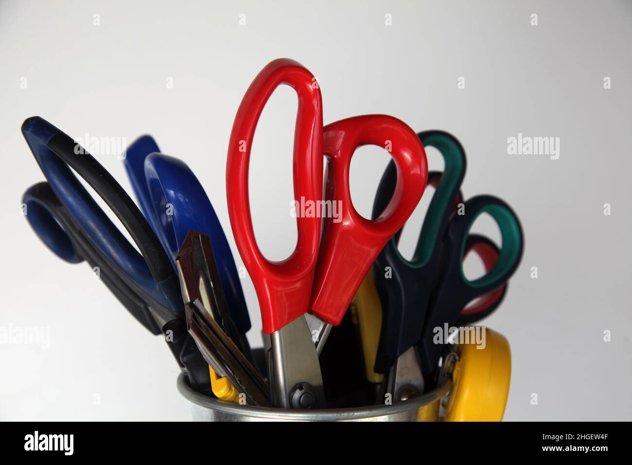 Scissors. Close up photo. Scissors of different colors and sizes Stock ...