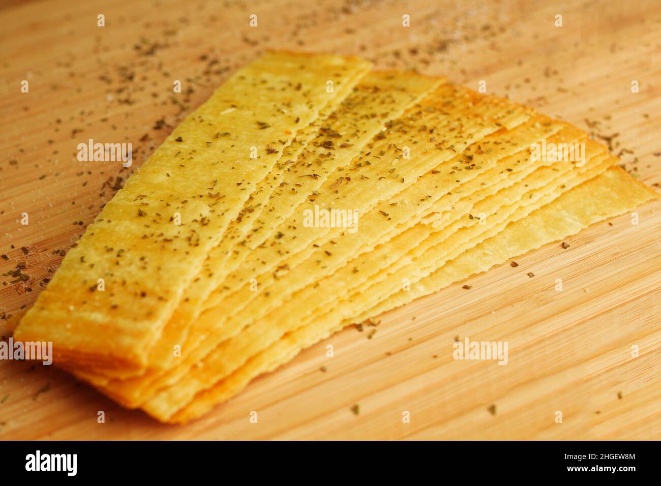 Spiced Homemade Long Potato Chips. Macro shooting . Very close up ...