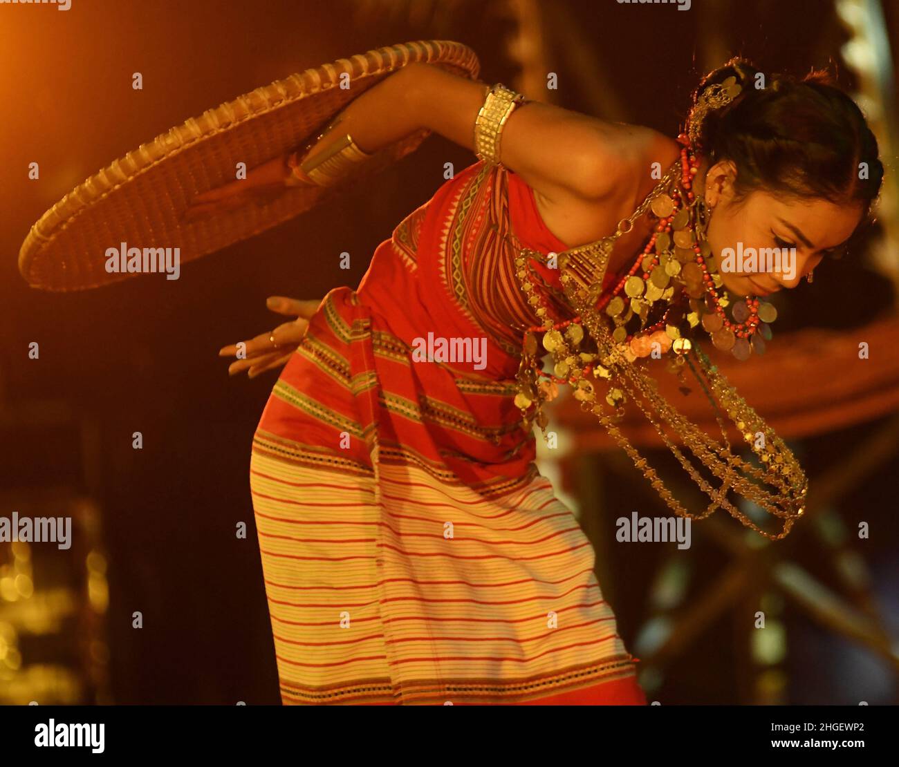 Tribal people performing during a cultural program on the celebration ...