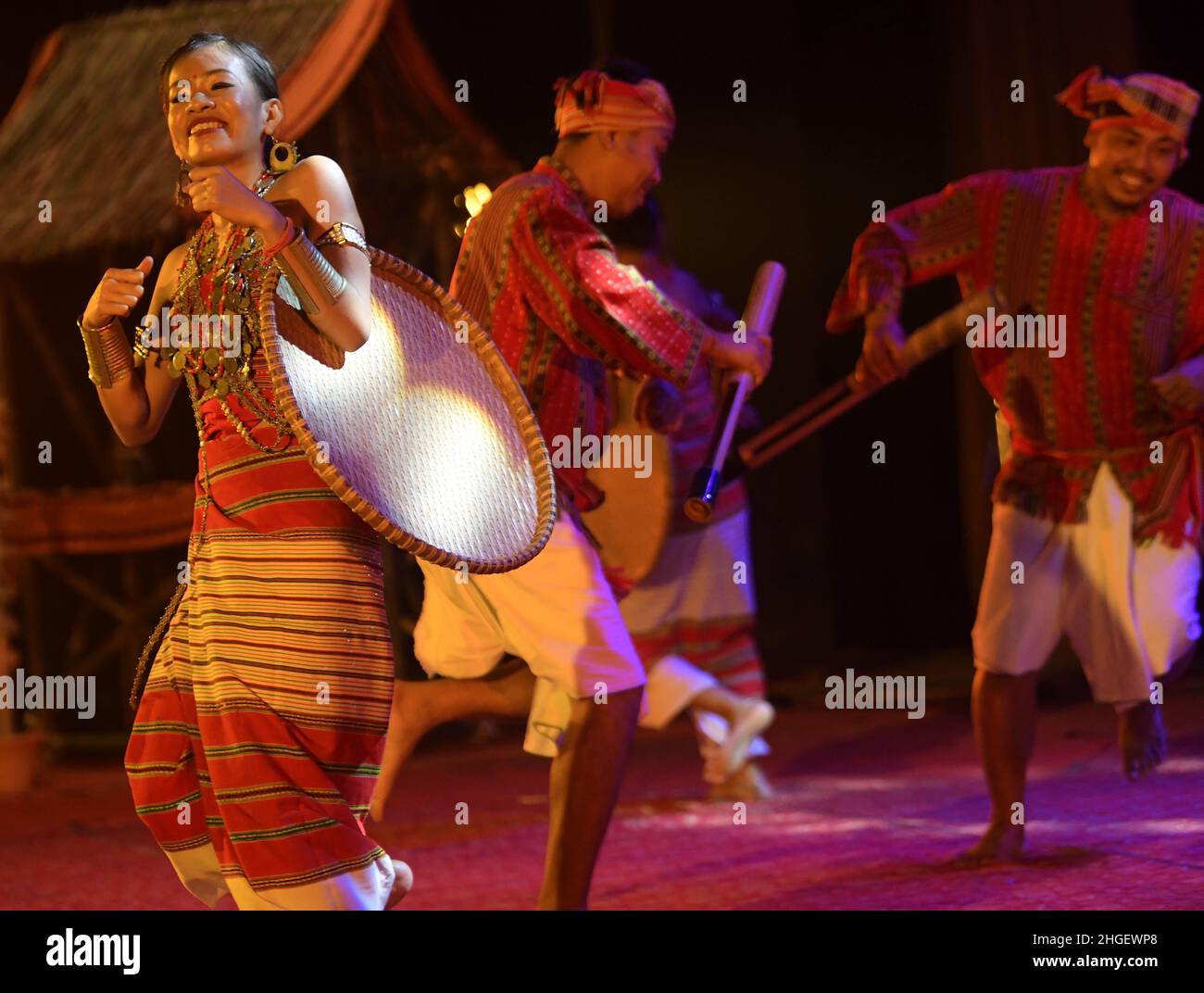 Tribal people performing during a cultural program on the celebration ...