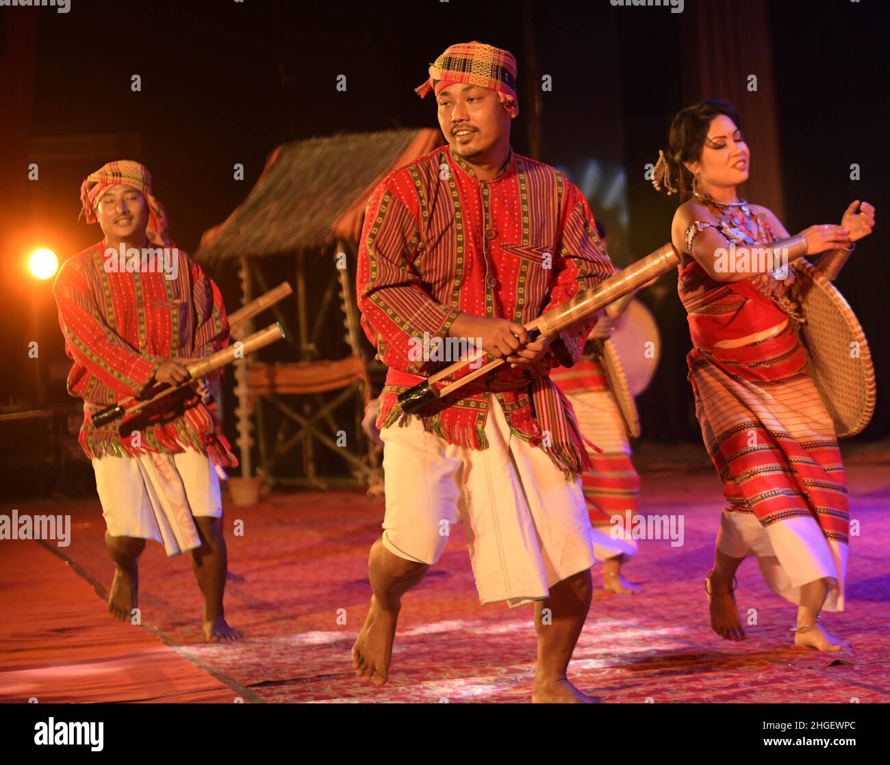 Tribal people performing during a cultural program on the celebration ...