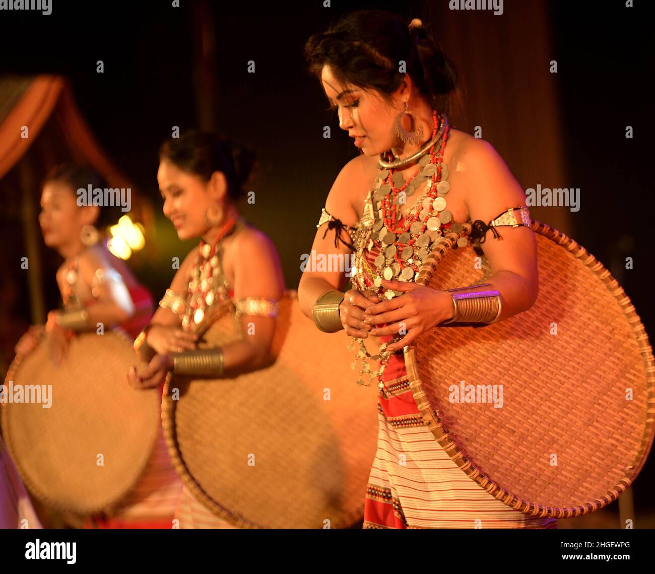 Tribal people performing during a cultural program on the celebration ...