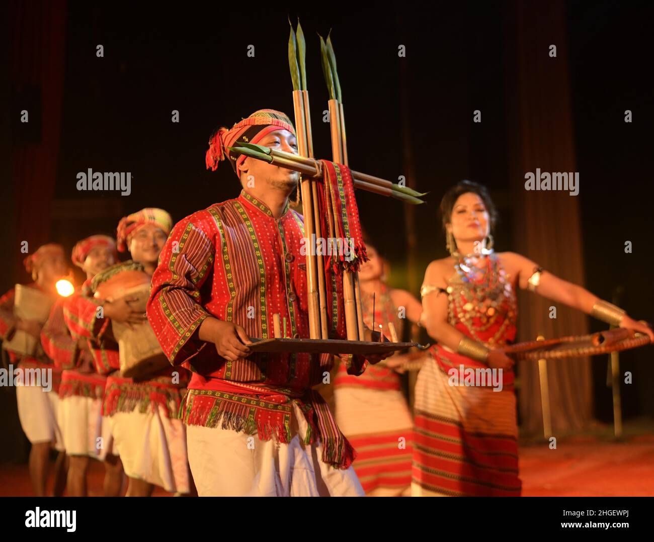 Tribal people performing during a cultural program on the celebration ...