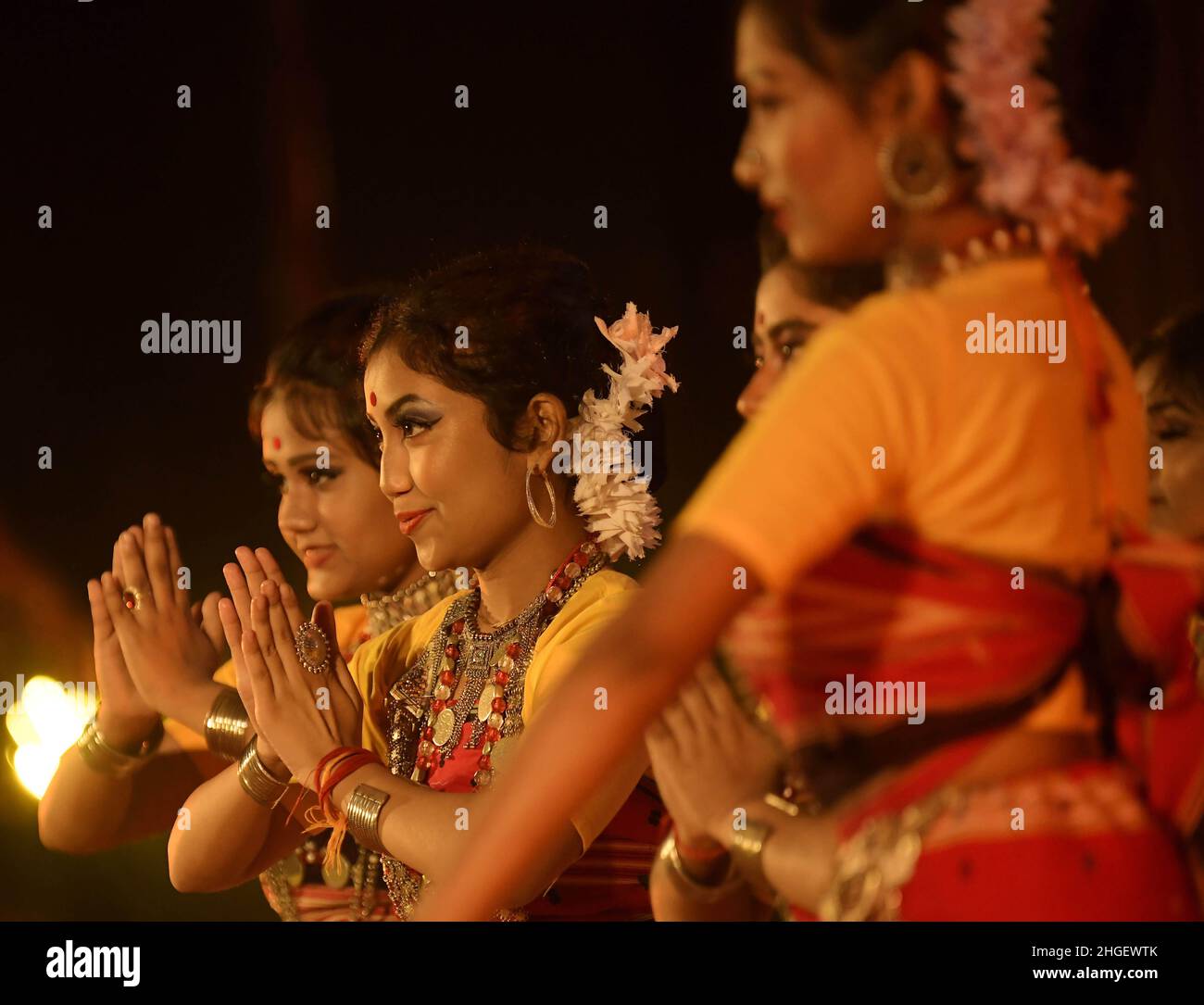 Tribal people performing during a cultural program on the celebration ...