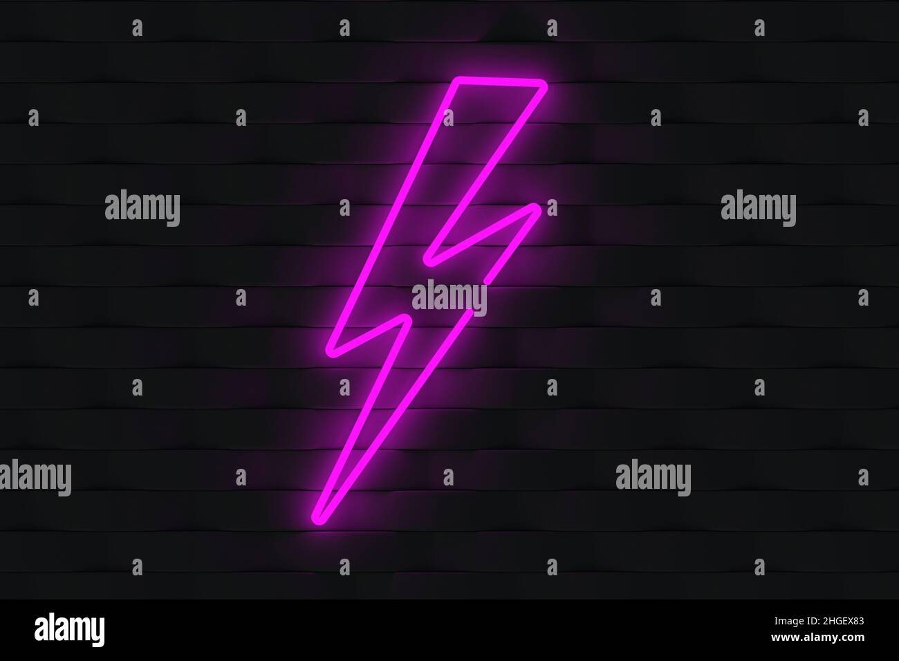Glowing lighting of velvet violet color on dark wall. Neon effect. 3d ...