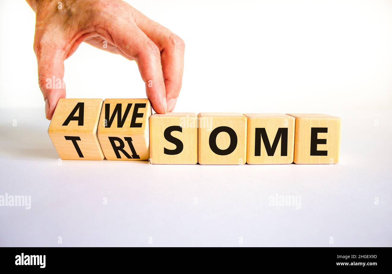 Awesome or trisome symbol. Doctor turns wooden cubes and changes the ...