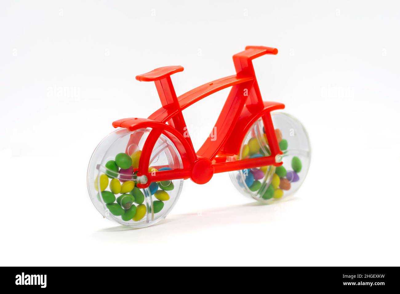 Isolated plastic toy bicycle in white background Stock Photo - Alamy