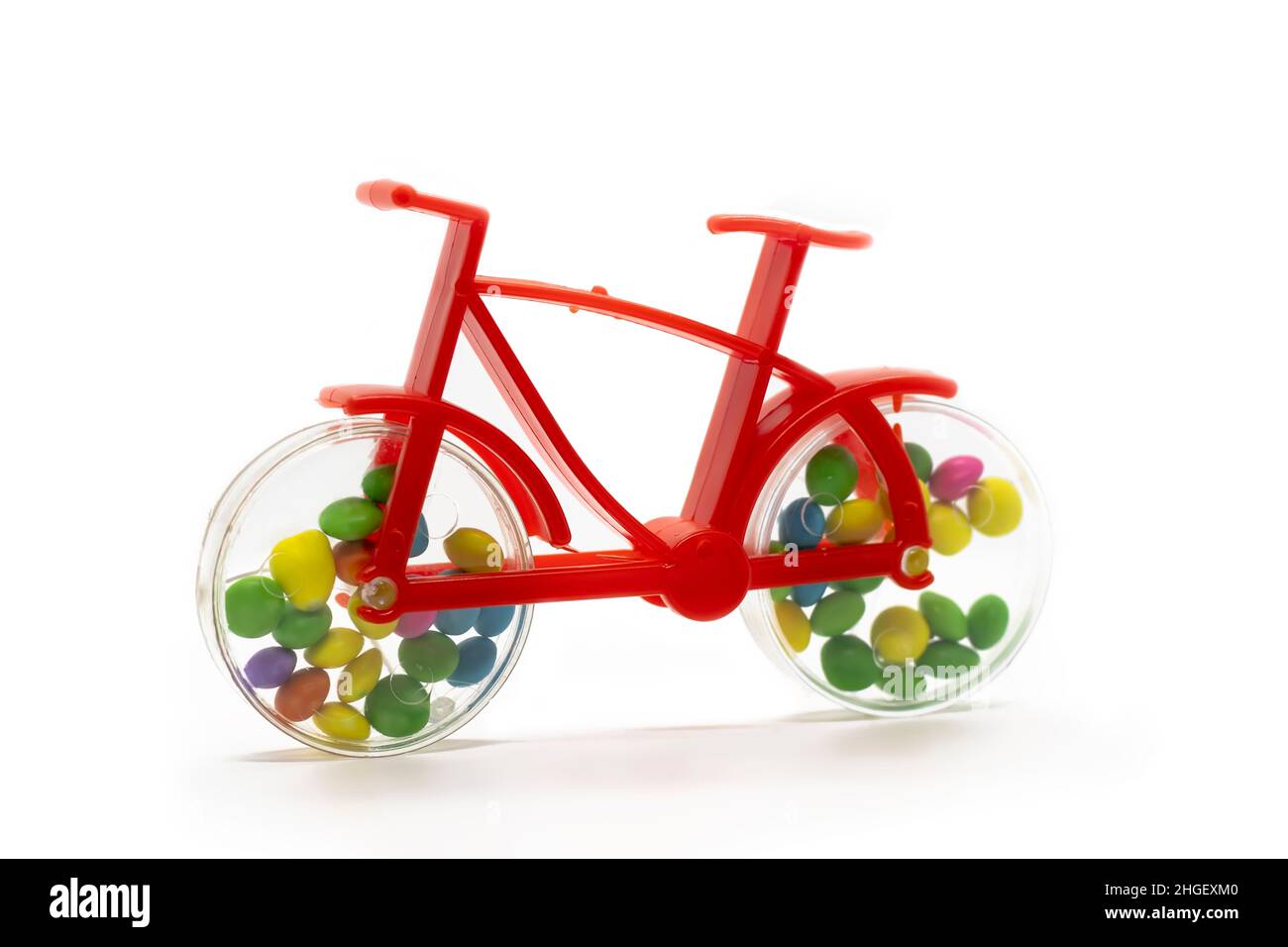 Isolated plastic toy bicycle in white background Stock Photo - Alamy