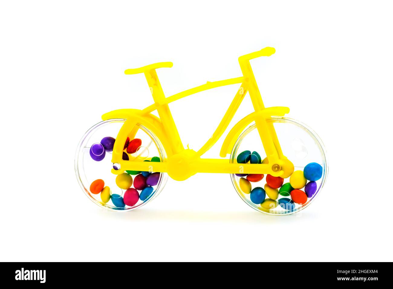 Isolated plastic toy bicycle in white background Stock Photo - Alamy