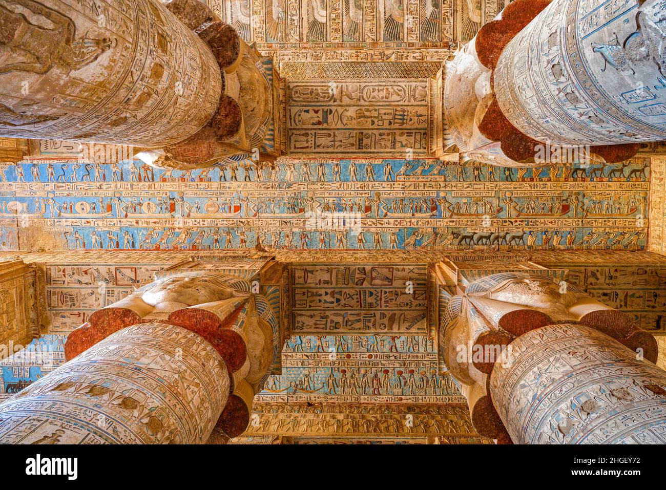 Dendera, Egypt - Dendera Temple interior, Ancient Egypt Stock Photo - Alamy