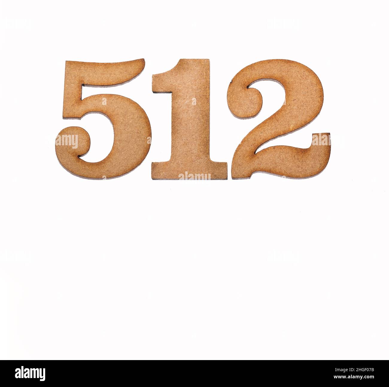 Number 512 - Piece of wood isolated on white background Stock Photo - Alamy