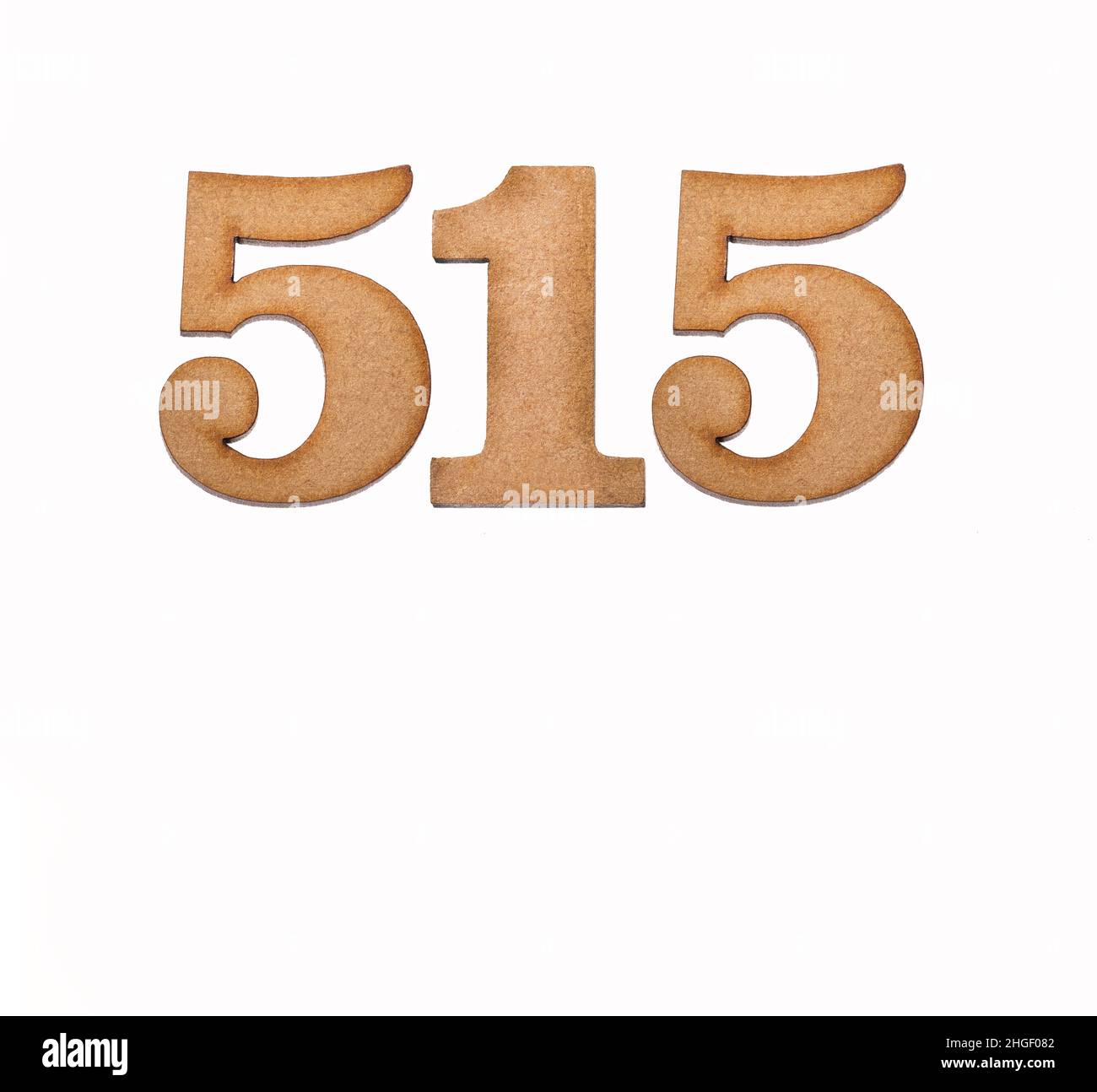 Number 515 in wood, isolated on white background Stock Photo - Alamy