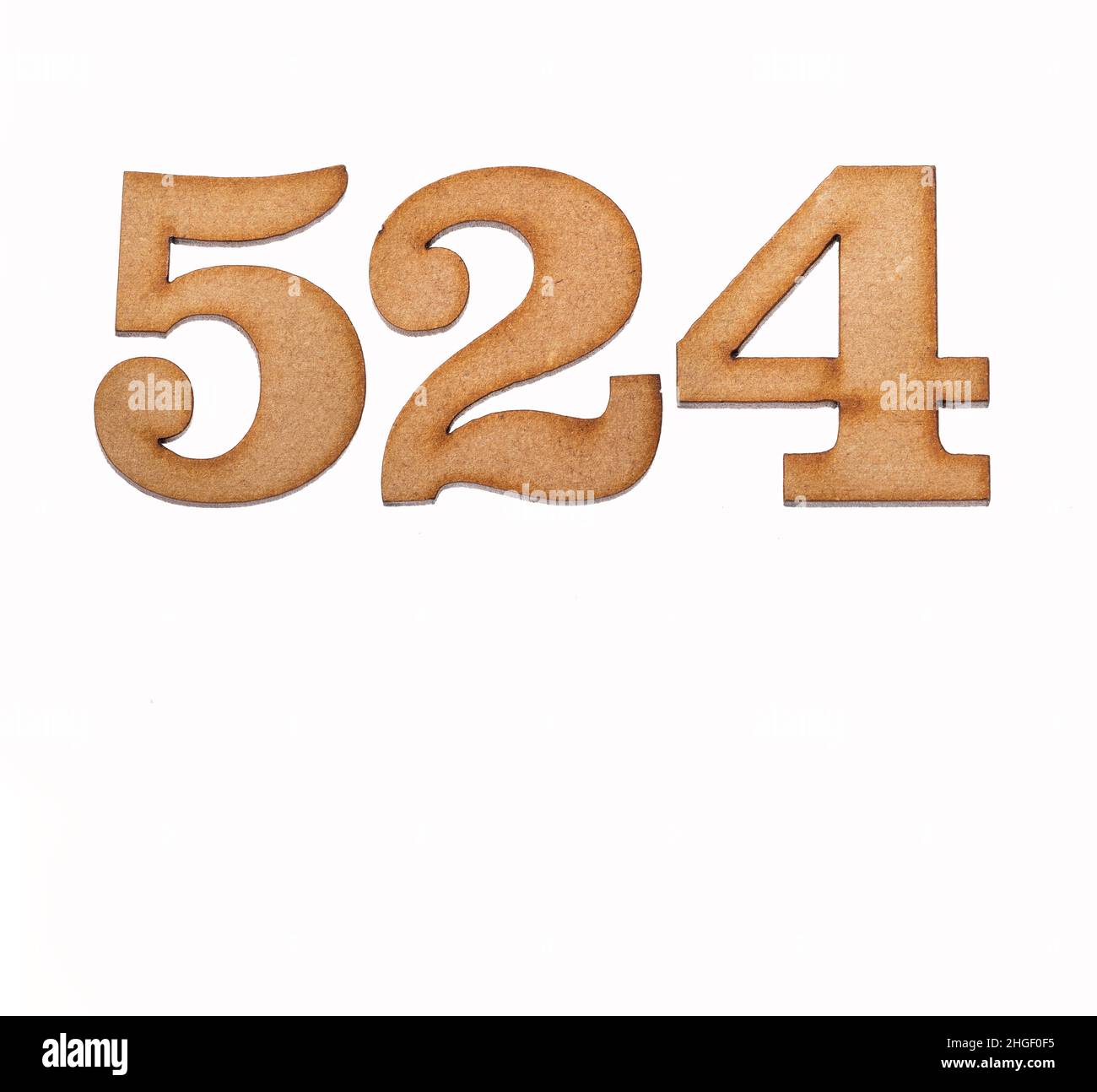 Number 524 - Piece of wood isolated on white background Stock Photo - Alamy