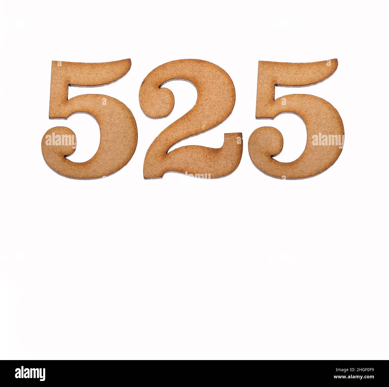 Number 525 in wood, isolated on white background Stock Photo - Alamy