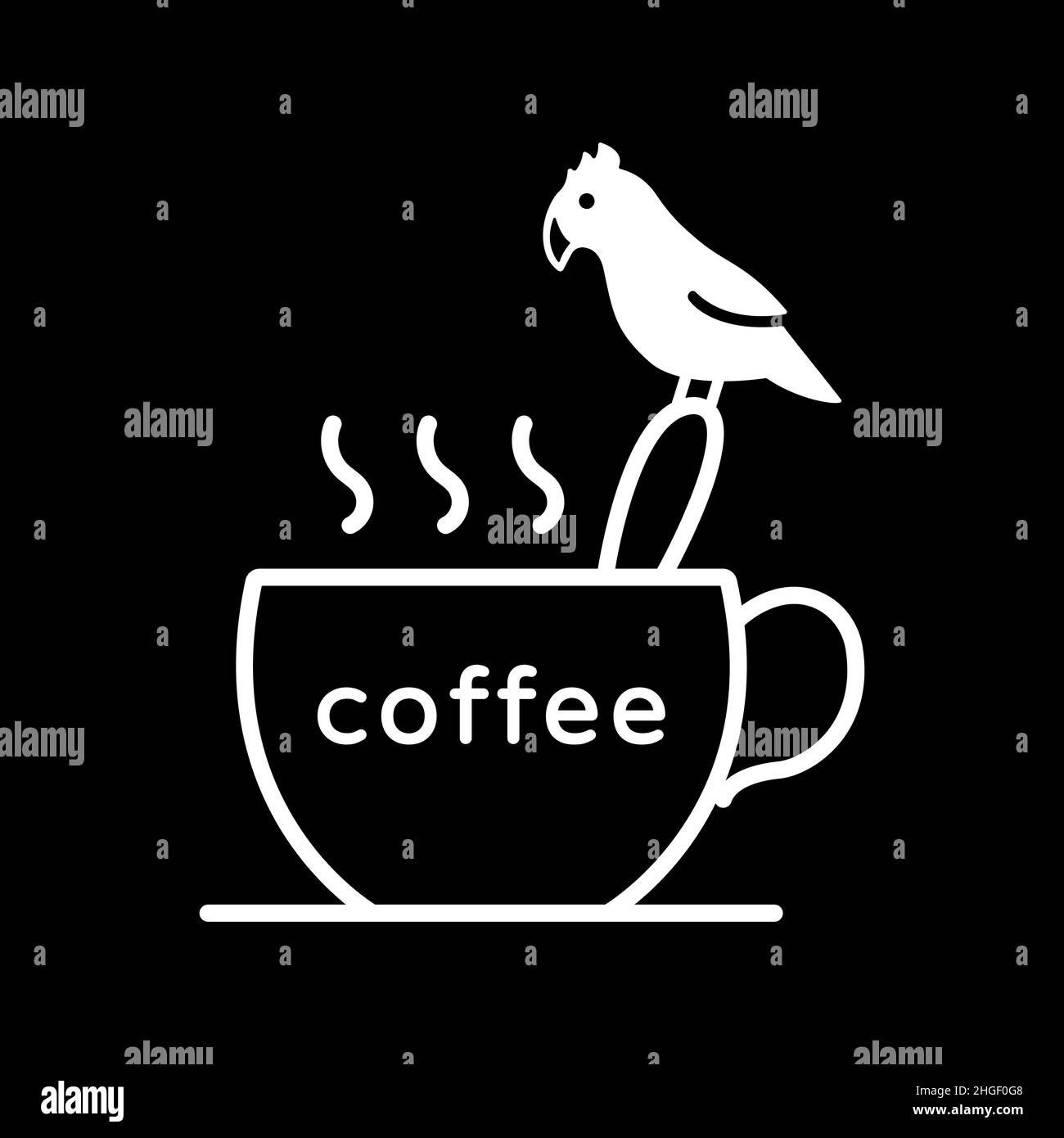 Vector illustration of a parrot and a cup of coffee Stock Vector Image ...