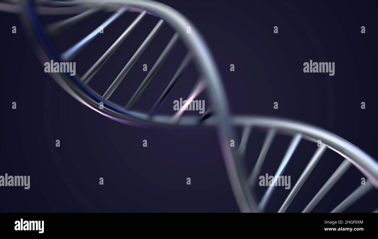 Rotating DNA, Genetic engineering scientific concept, blue tint.. 3D ...