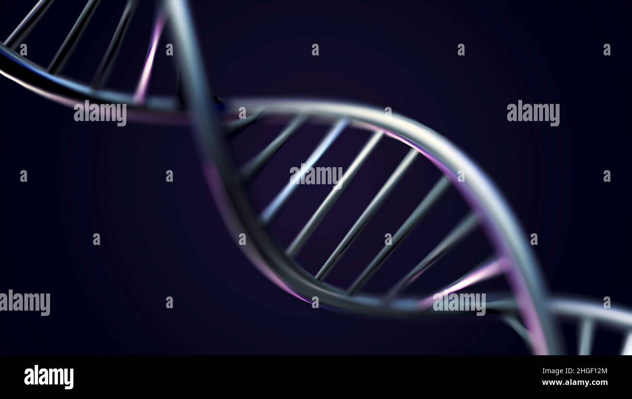 Rotating DNA, Genetic engineering scientific concept, blue tint.. 3D ...