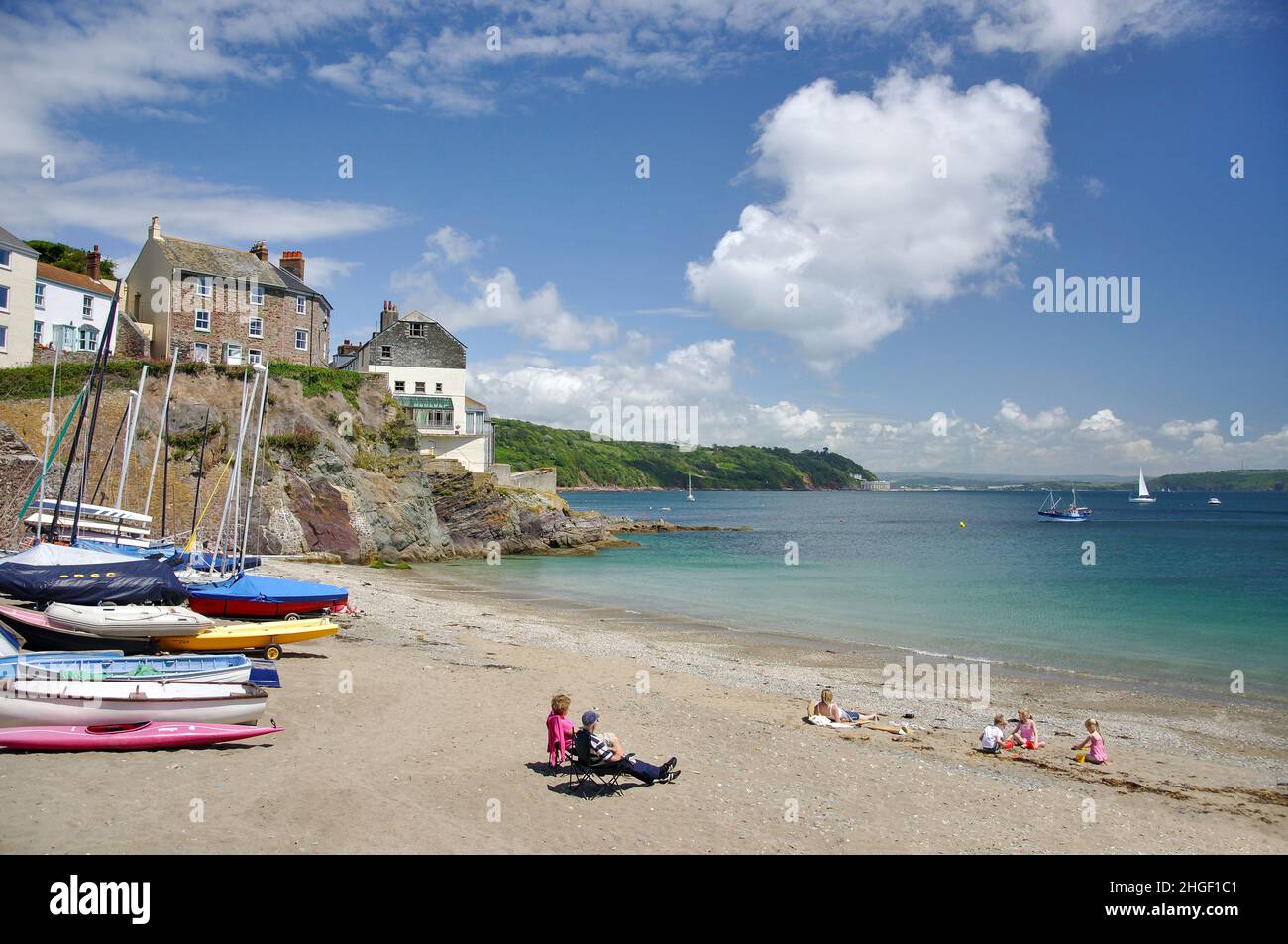 Beach view, Cawsand, Cornwall, England, United Kingdom Stock Photo - Alamy