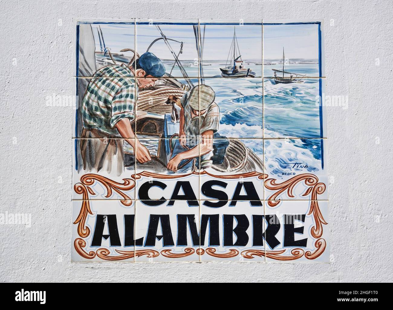 Ceramic house sign, Old Town, Albufeira, Algarve Region, Portugal Stock ...