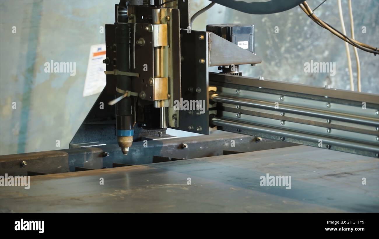 CNC Laser Plasma. Clip. Laser plasma cutting of metal modern technology in process at ...