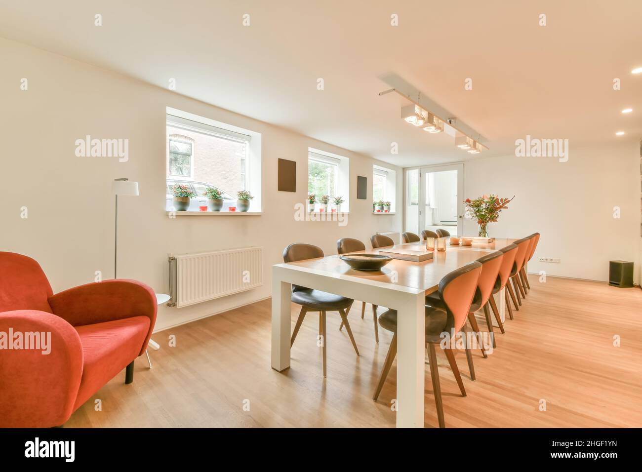 Interior design of clean and bright dining room Stock Photo - Alamy