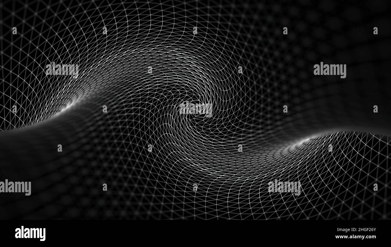 Waving Abstract Volume Texture In Endless Motion On Black Background Seamless Loop Distorted