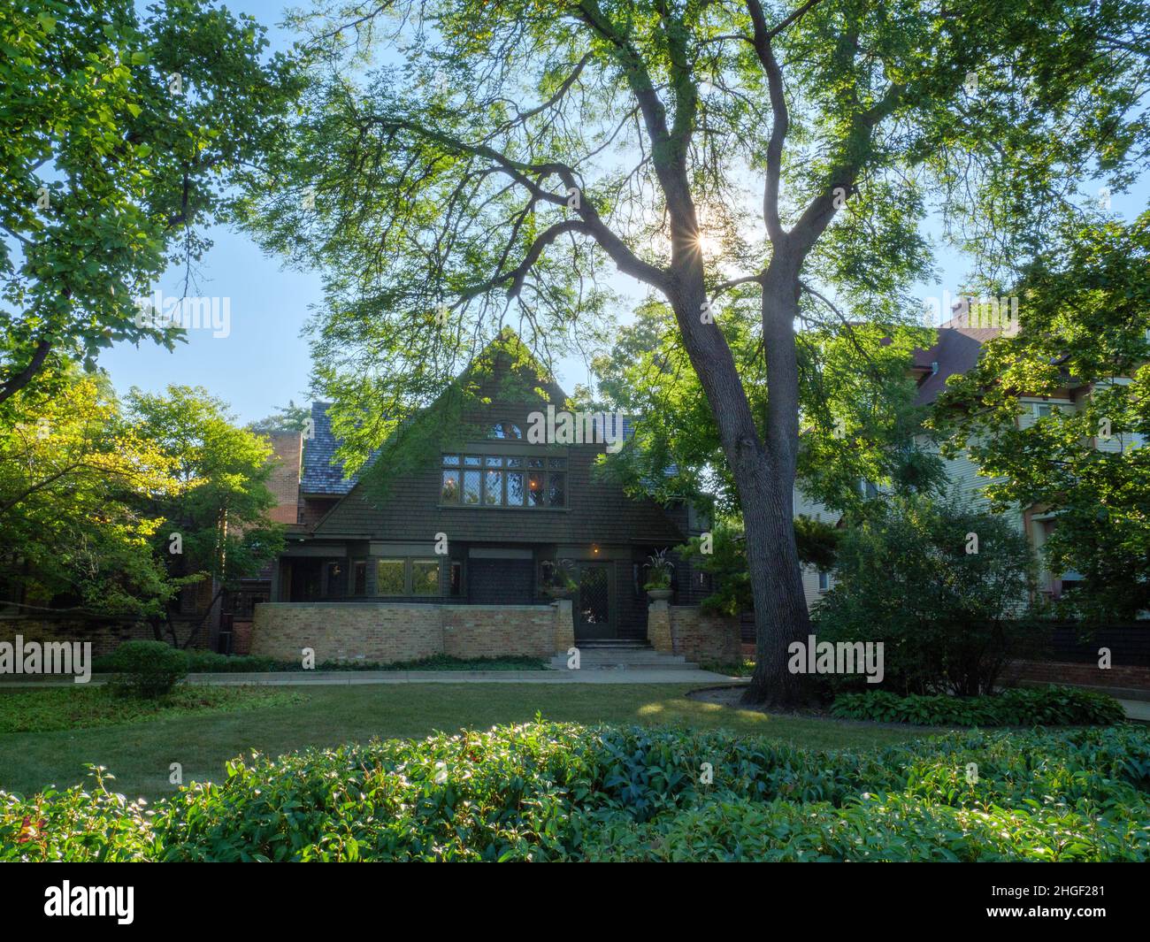 Frank Lloyd Wright Home and Studio with sunstar. Oak Park, Illinois ...