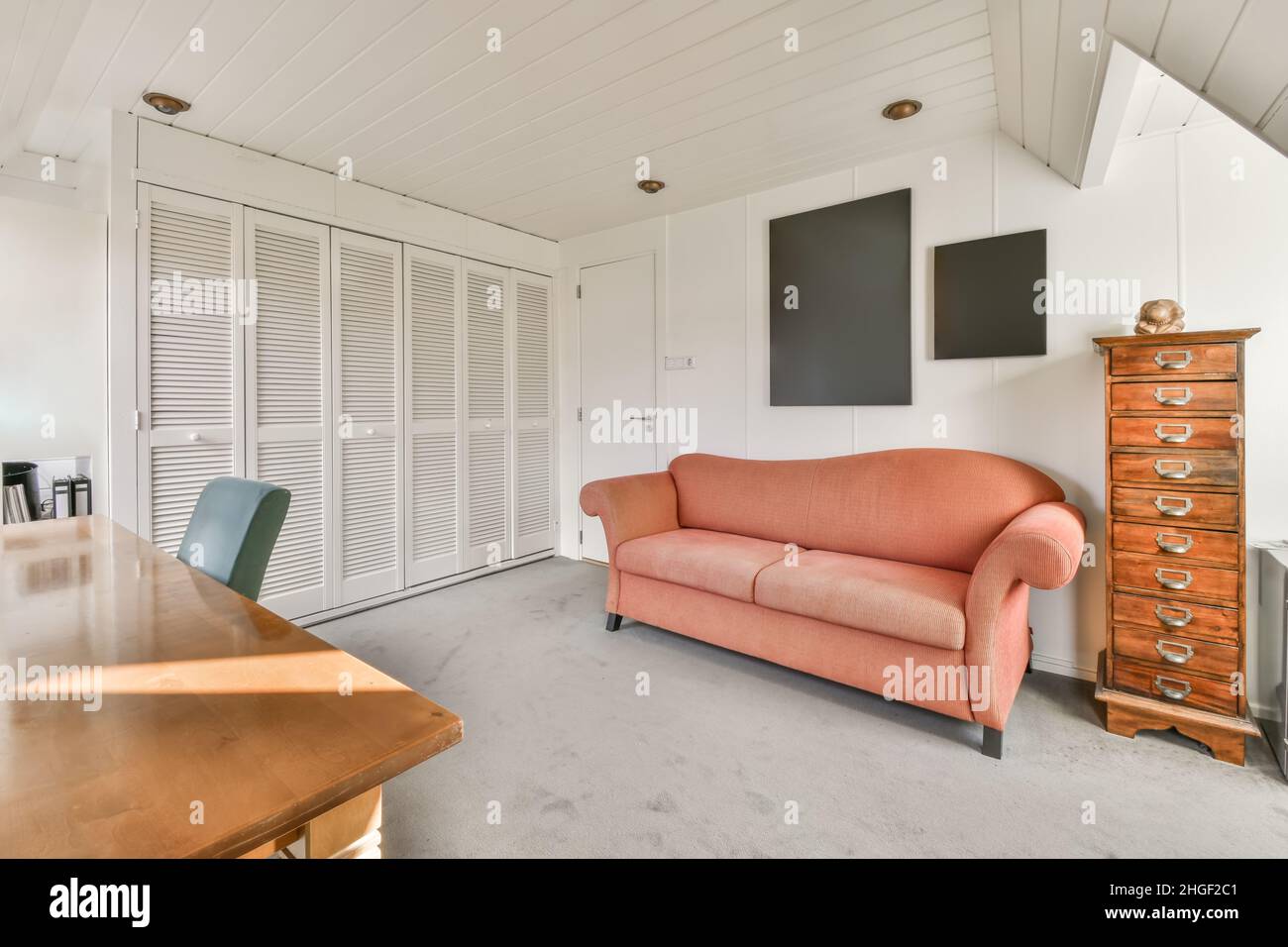 Interior design of small clean living room Stock Photo - Alamy