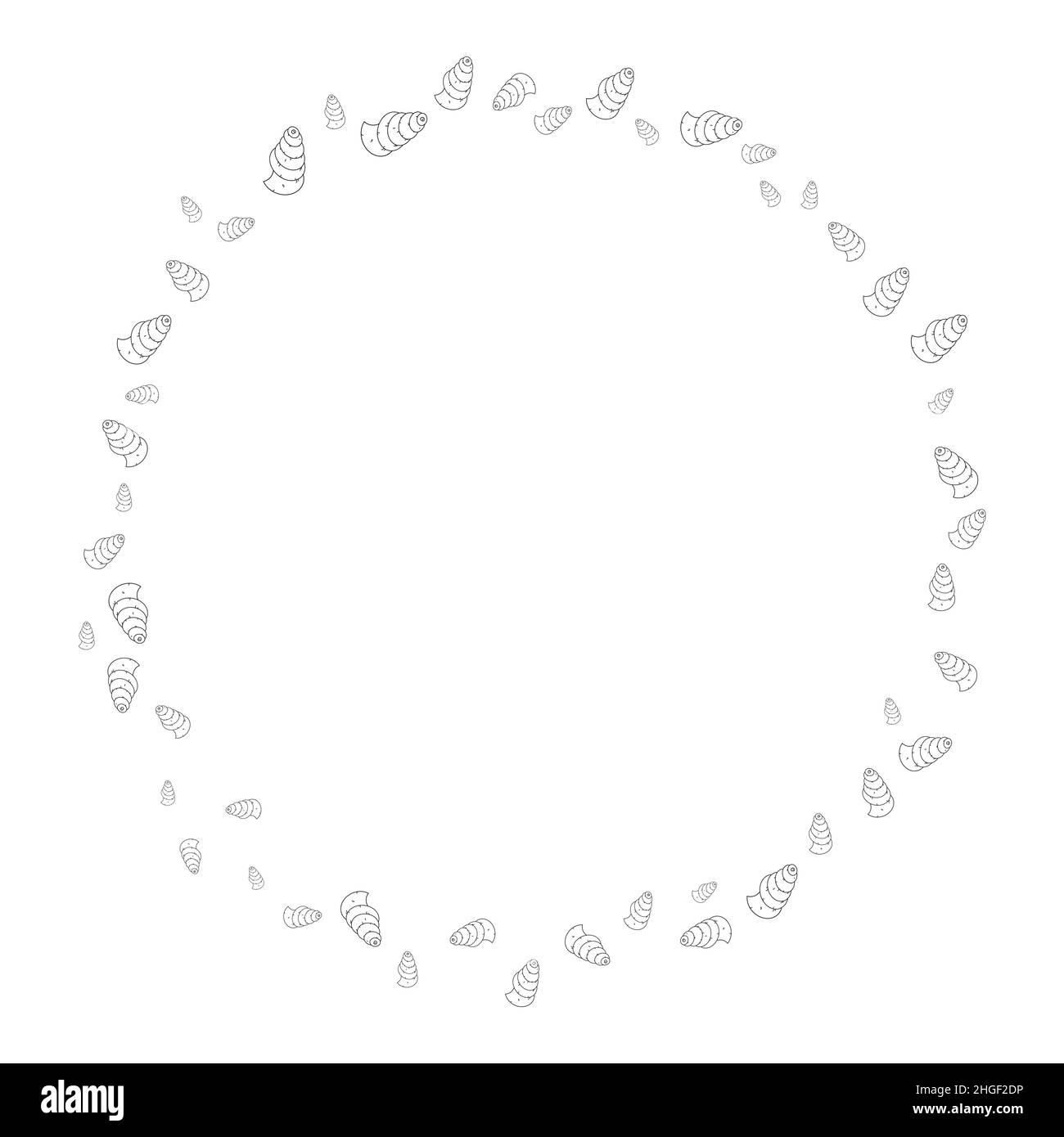 Vector frame for text from seashells. Round text box with seashells ...