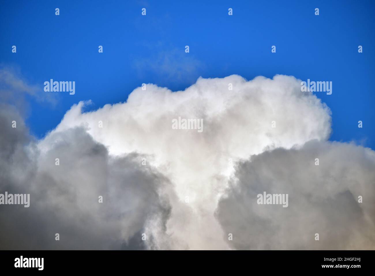 Bright landscape of white puffy cumulus clouds on blue clear sky Stock ...