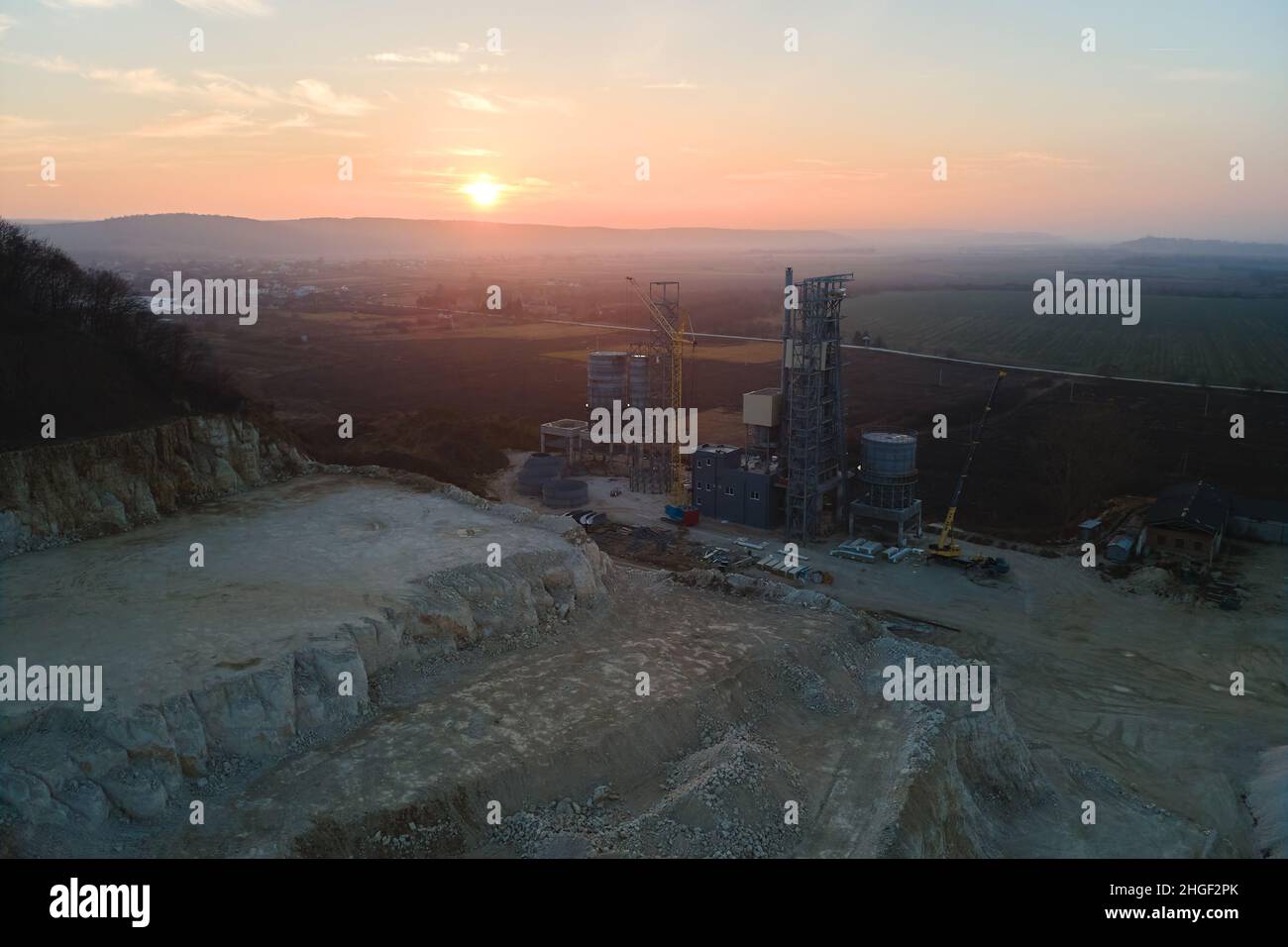 Cement factory at open pit mining of construction sand stone materials ...