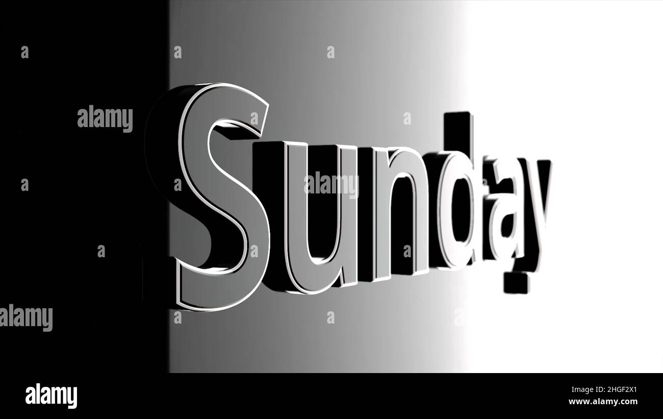 Sunday title. Word sunday animation over black and grey background ...