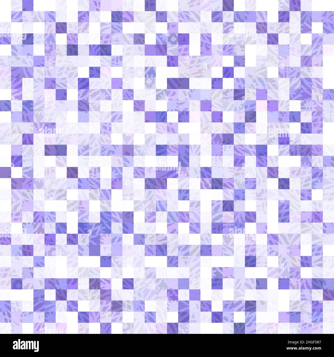 Tiny purple geometric mosaic pixel grid seamless pattern. Modern square ...